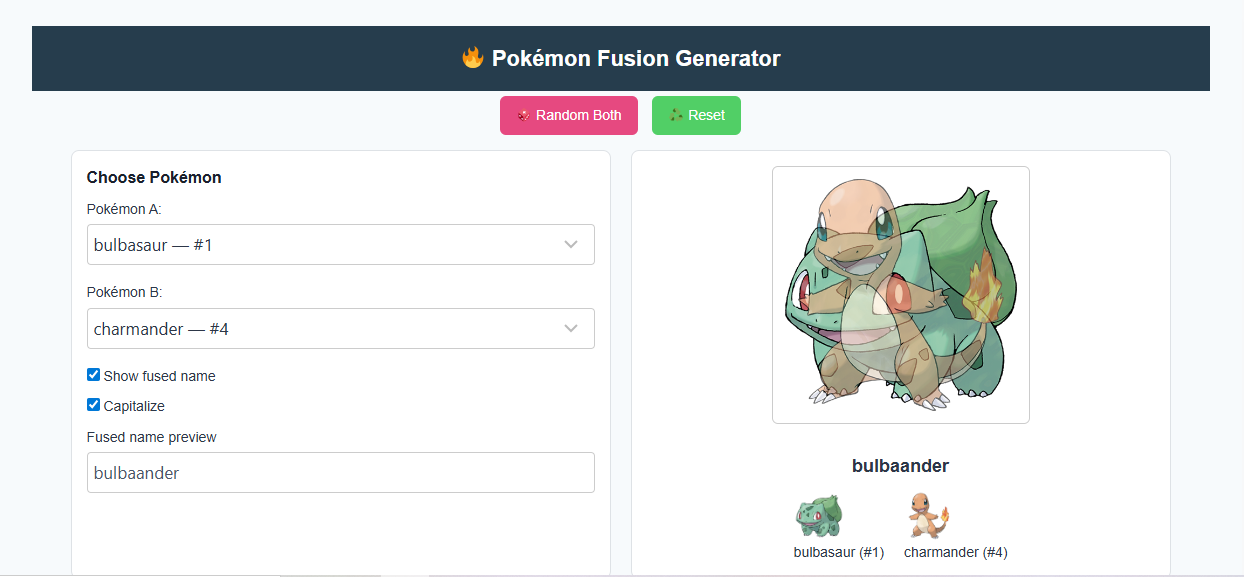 Pokemon Fusion Generator - Random Pokemon Generator