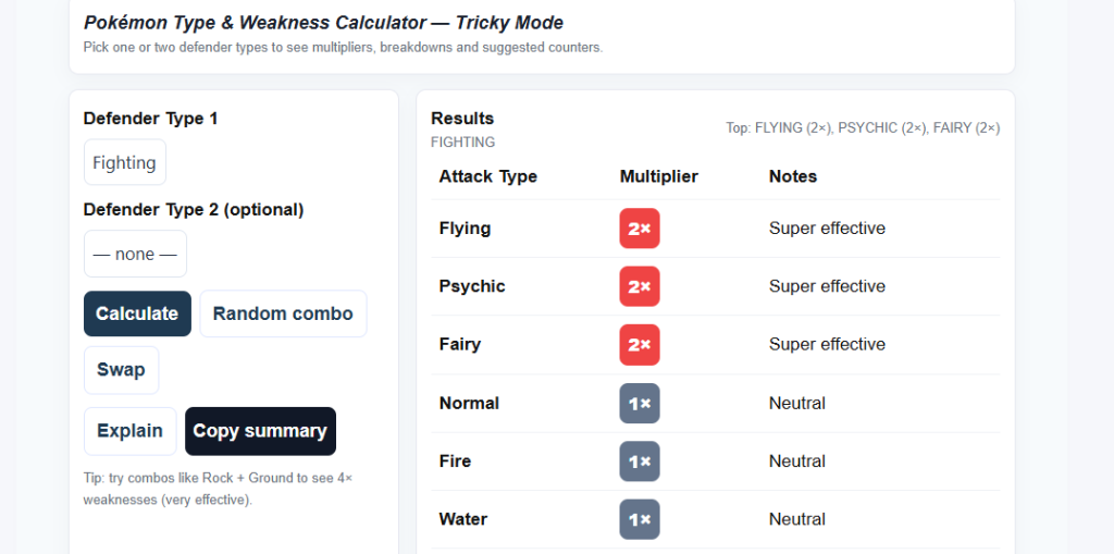 Pokémon Type & Weakness Calculator - Random Pokemon Generator