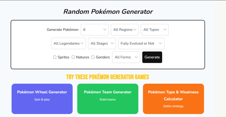 Random Pokemon Generator - Random Pokemon Generator